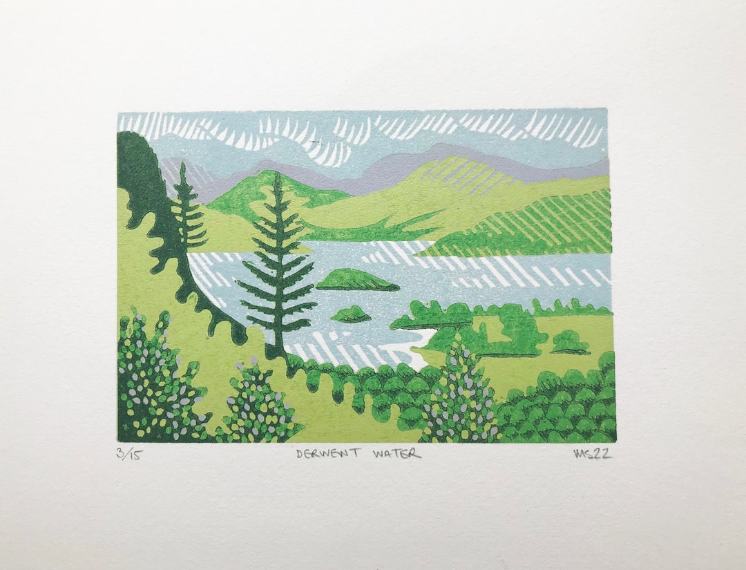 Derwent Water - Linocut, Original Print - Etsy