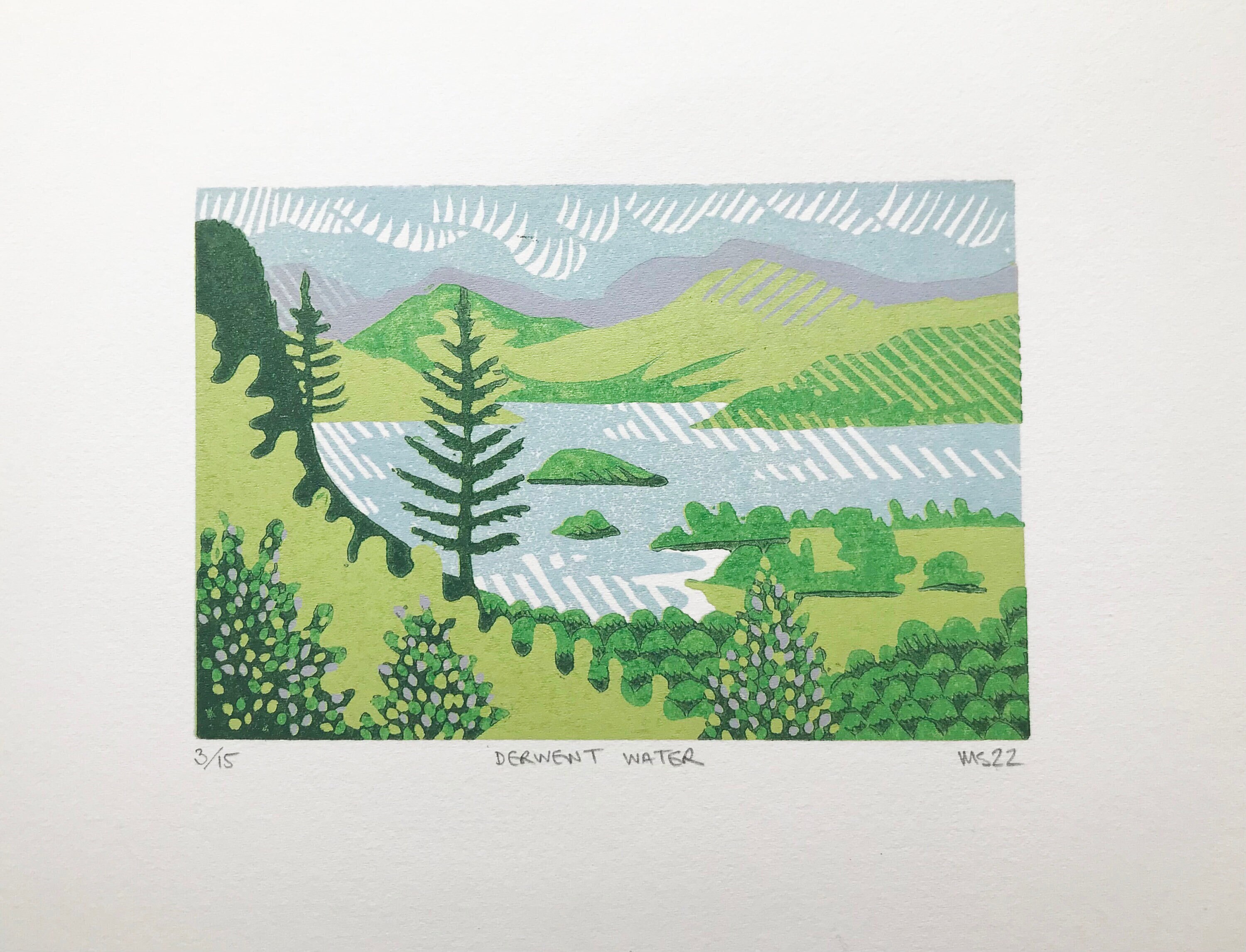 Derwent Water - Linocut, Original Print - Etsy