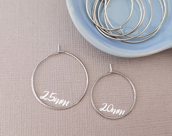 50 X Small 20mm Stainless Steel Wire Hoops for Wine Glass Charms ...