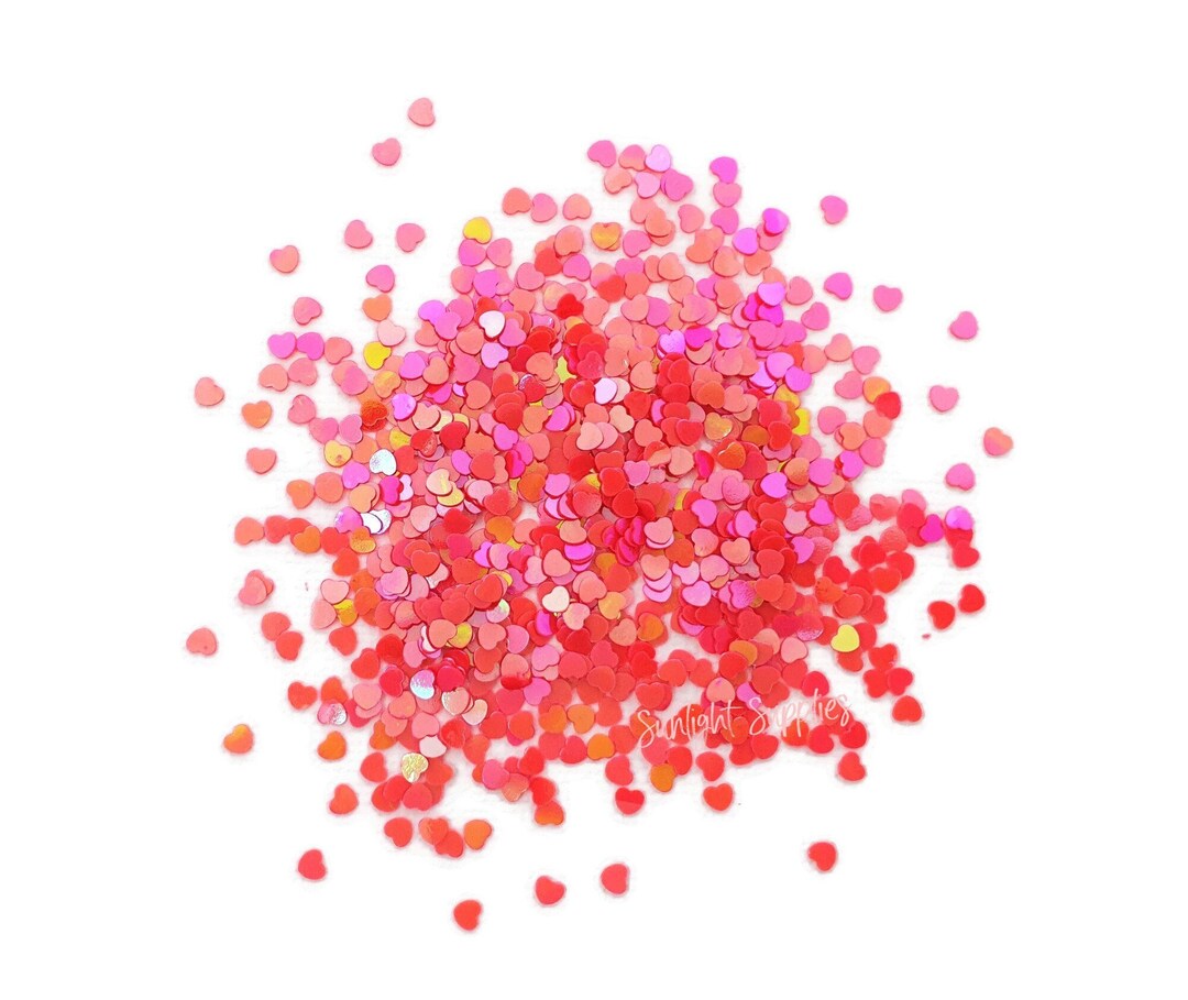 Pink Red Heart Glitter Tiny Heart Shapes Iridescent Glitter - Etsy ...