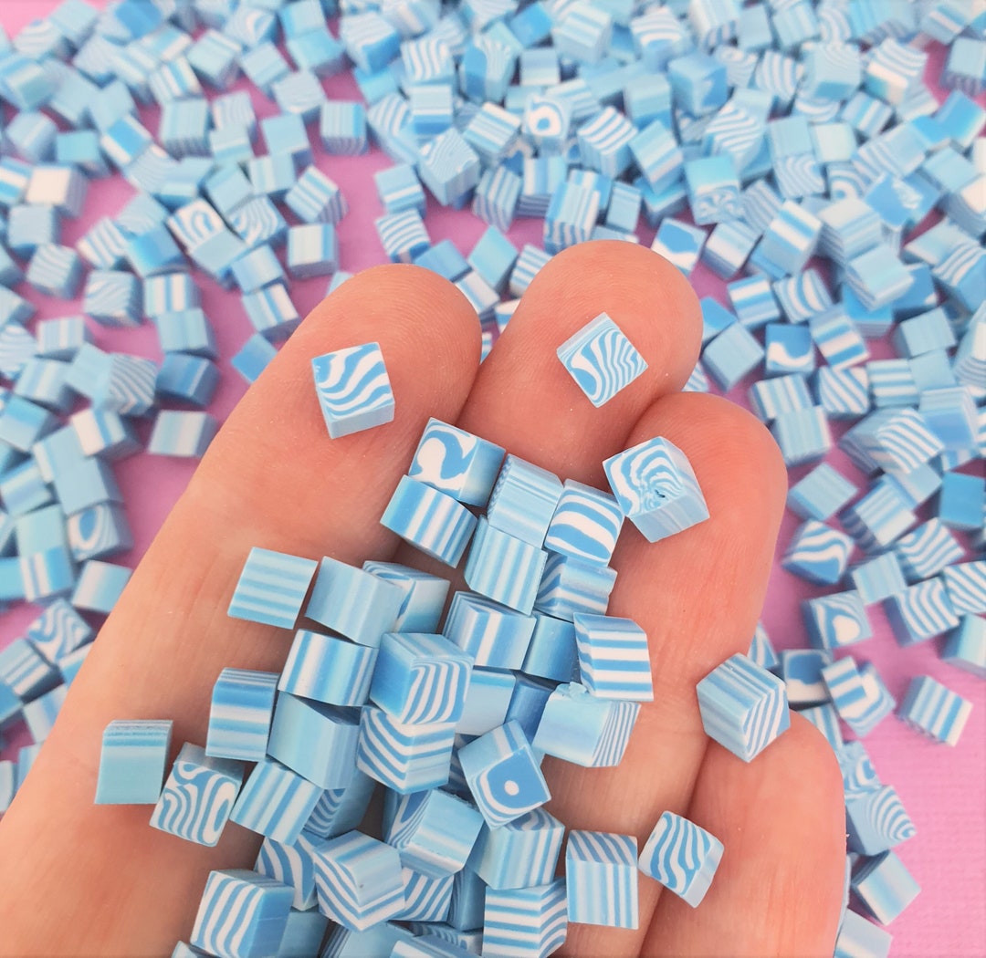 Blue Marshmallow Clay Cubes FAKE FOOD Polymer Clay Thick Slices Slime ...