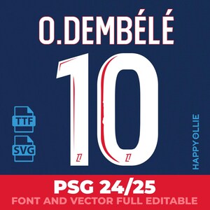 PSG Paris Saint-germain Font Jersey 24-25 Vector 2024 Pdf, Svg, Ttf ...
