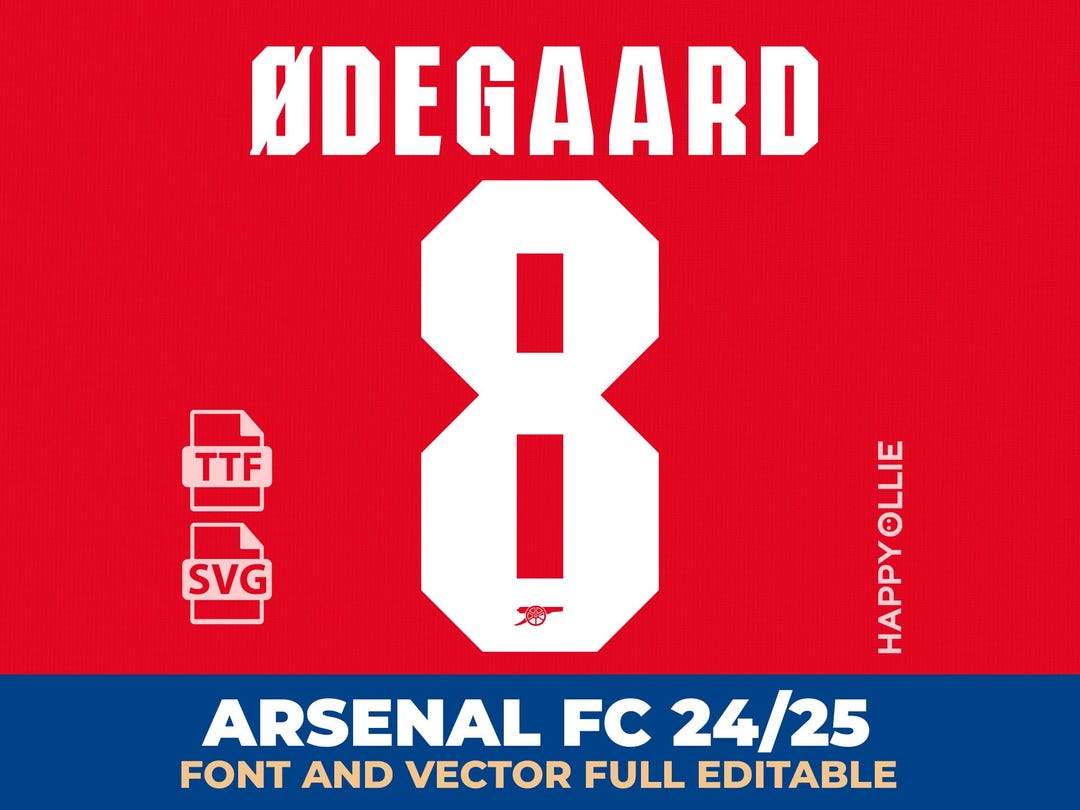 Arsenal FC, Champions League Font Jersey 24-25 Vector 2024 Pdf, Svg ...