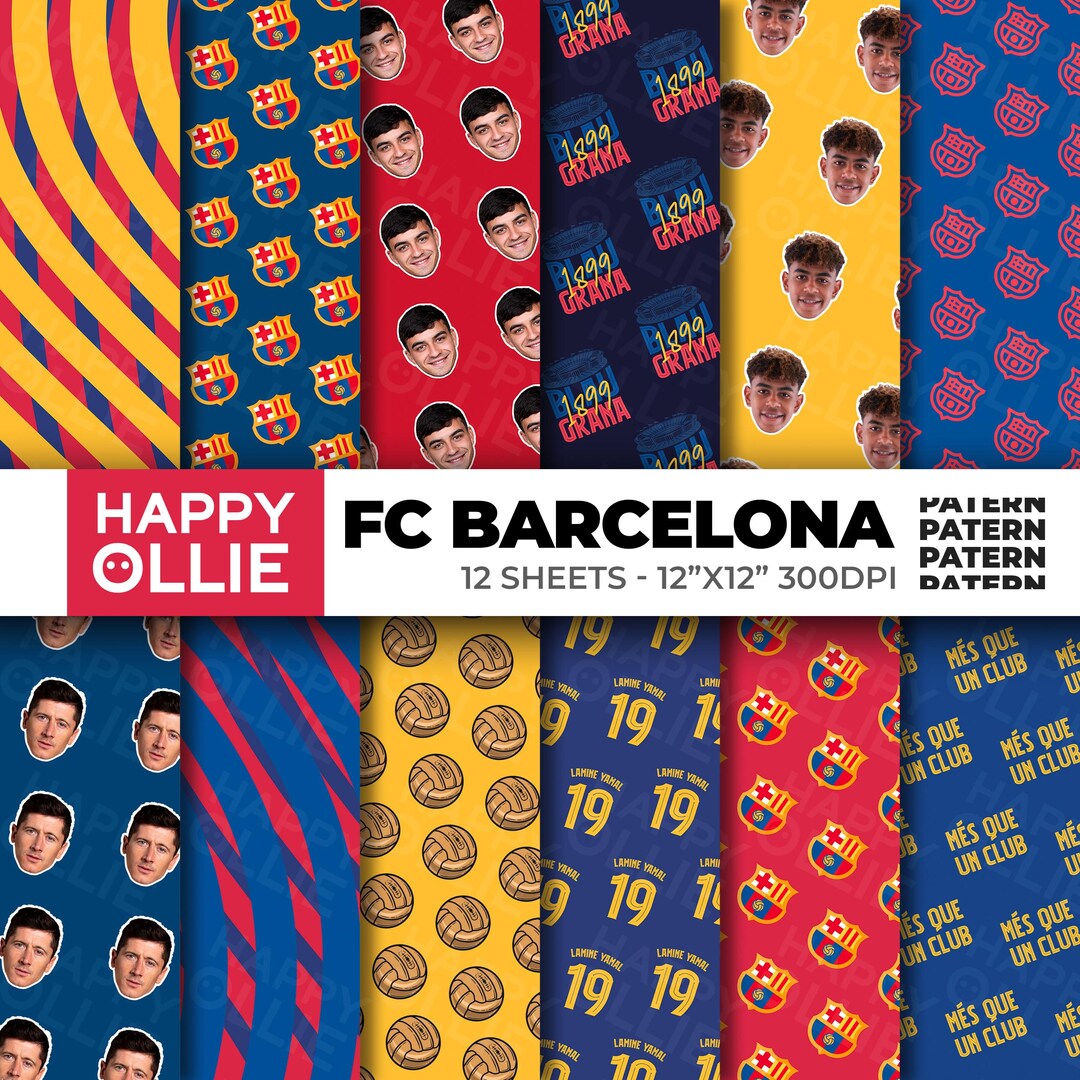 FC Barcelona Digital Paper, Scrapbook Papers, Wallpaper, Football ...
