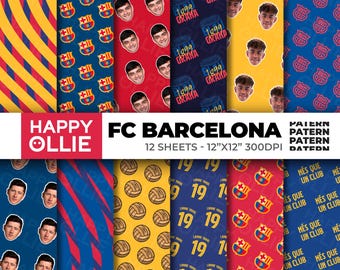 FC Barcelona Digital Paper, Scrapbook Papers, Wallpaper, Football ...