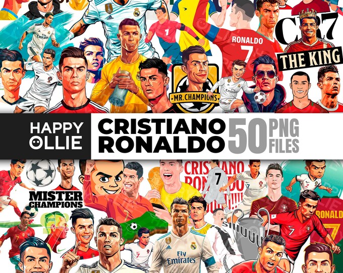 50 Cristiano Ronaldo PNG Print Files, CR7, Digital Stickers, GOAT ...