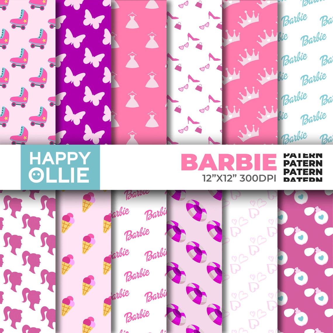 Barbie Girl Digital Paper, Scrapbook Papers, Wallpaper, Barbie ...