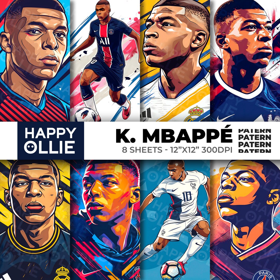 Kylian Mbappé Digital Paper, Scrapbook Papers, Wallpaper, Football ...
