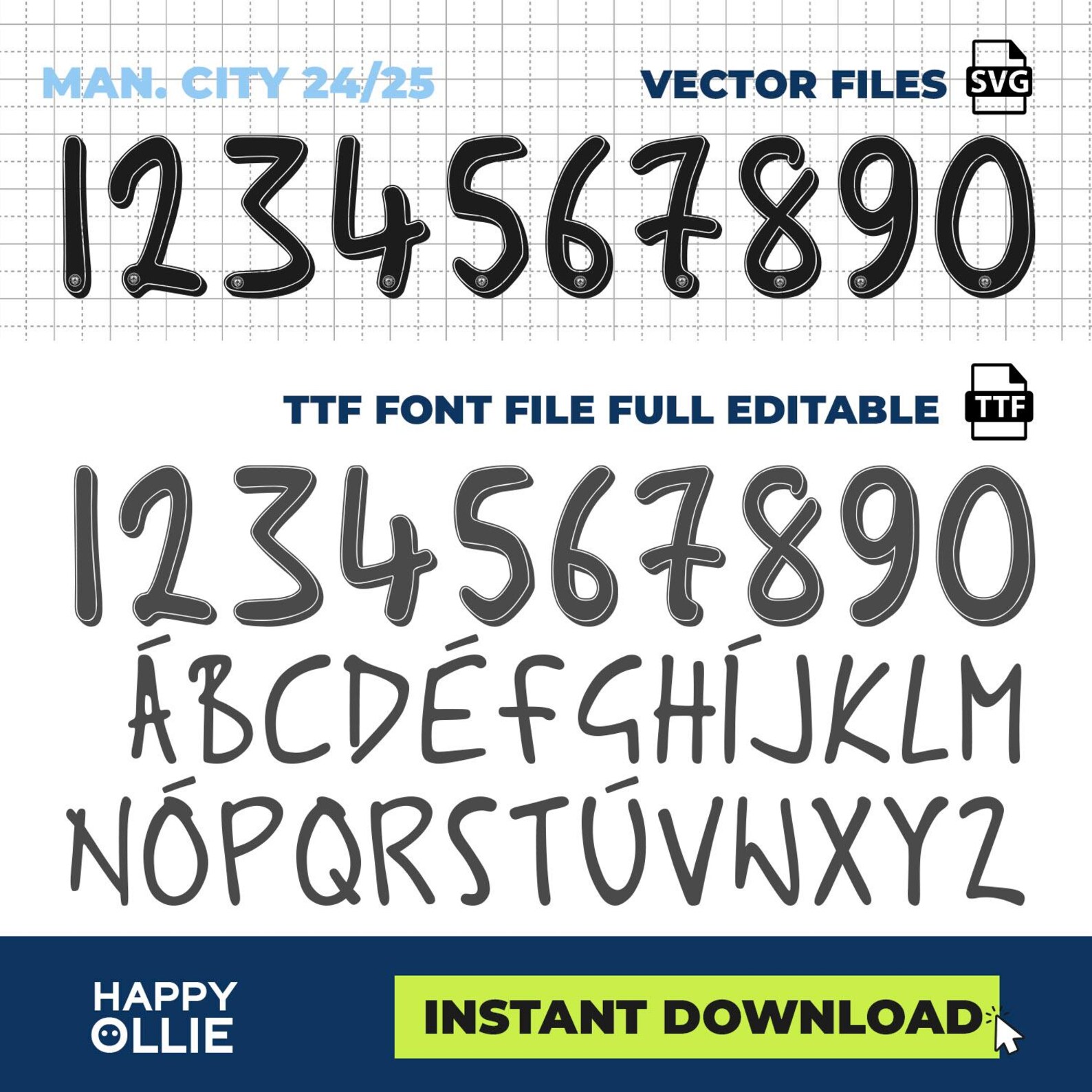 Manchester City Font Jersey 24-25 Vector 2024 Pdf, Svg, Ttf, Premier ...