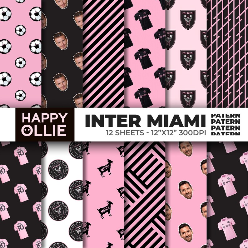 Inter Miami Digital Paper, Scrapbook Papers, Wallpaper, Inter Miami ...