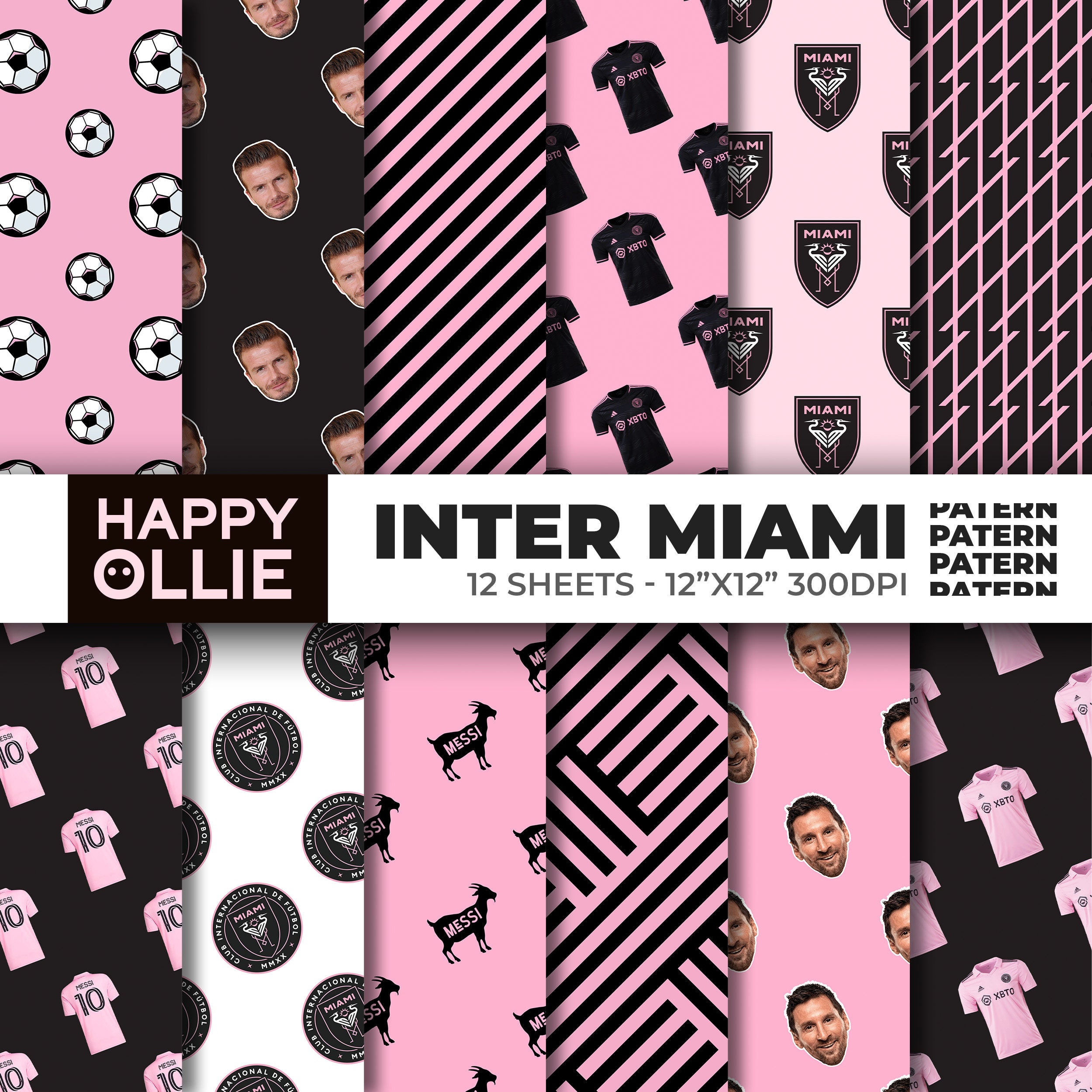 Inter Miami Digital Paper, Scrapbook Papers, Wallpaper, Inter Miami ...