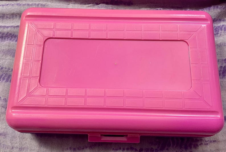 Vintage 90s Pencil Box Purple and Pink Plastic With Lid Classic School ...
