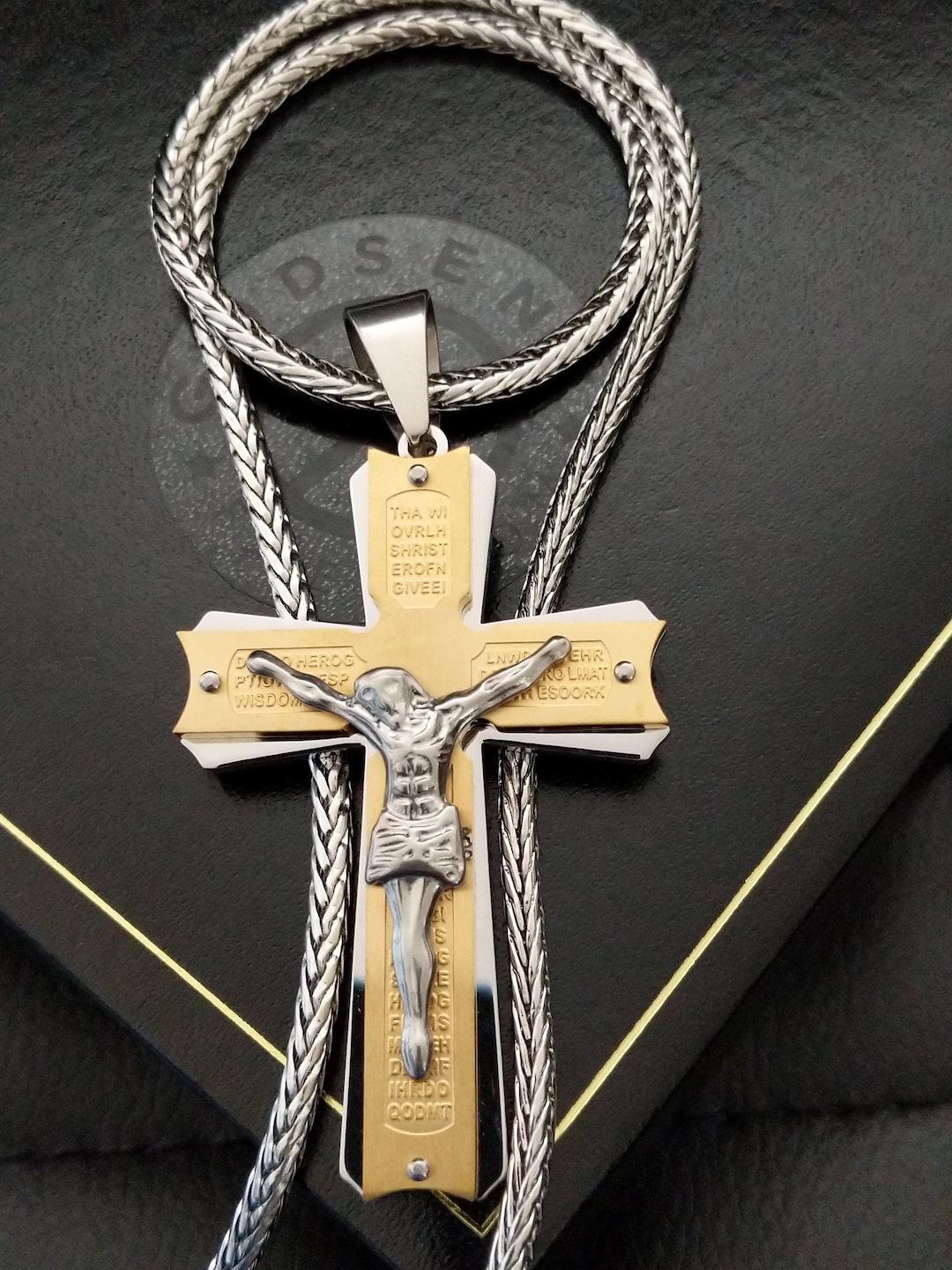 Mens Personalised Extra Large Gold Plated Crucifix Cross Necklace ...