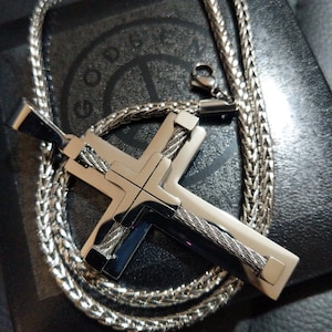 Mens Personalised Extra Large Cross Necklace Engraved Silver - Etsy