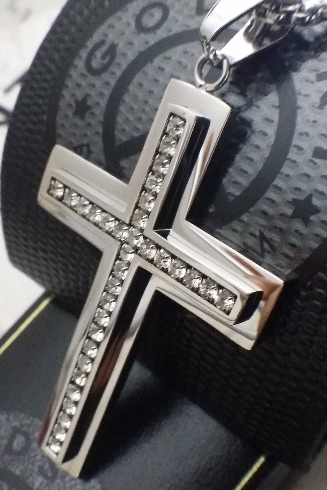 Personalized Engraved Steel Cross Necklace: Cubic Zirconia Iced Out ...