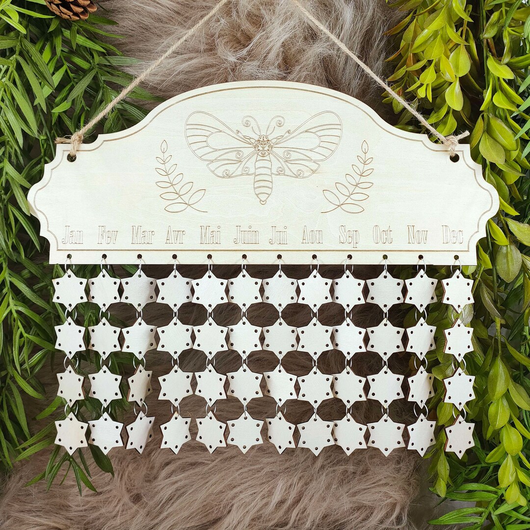 Wooden Birthday Calendar: Moth - Etsy