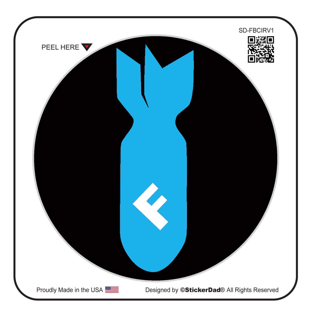 F-bomb (3 Pack) 2" Round Black/blue Full Color Printed Vinyl Decal Hard ...