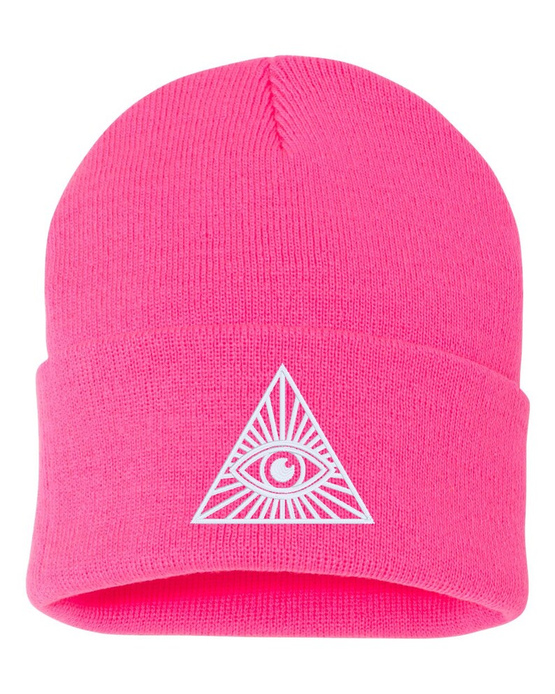 All Seeing Eye Embroidered Cuffed Beanie Hat, Embroidered Gift, Winter ...