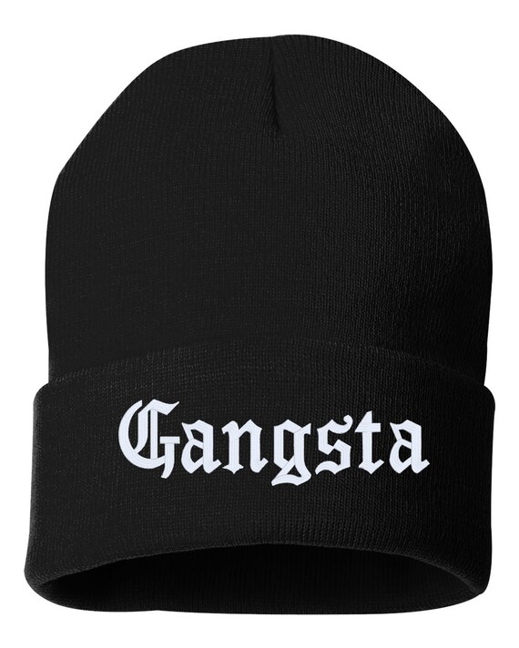 GANGSTA Cuffed Embroidered Beanie Hat Embroidered Gift Dad | Etsy