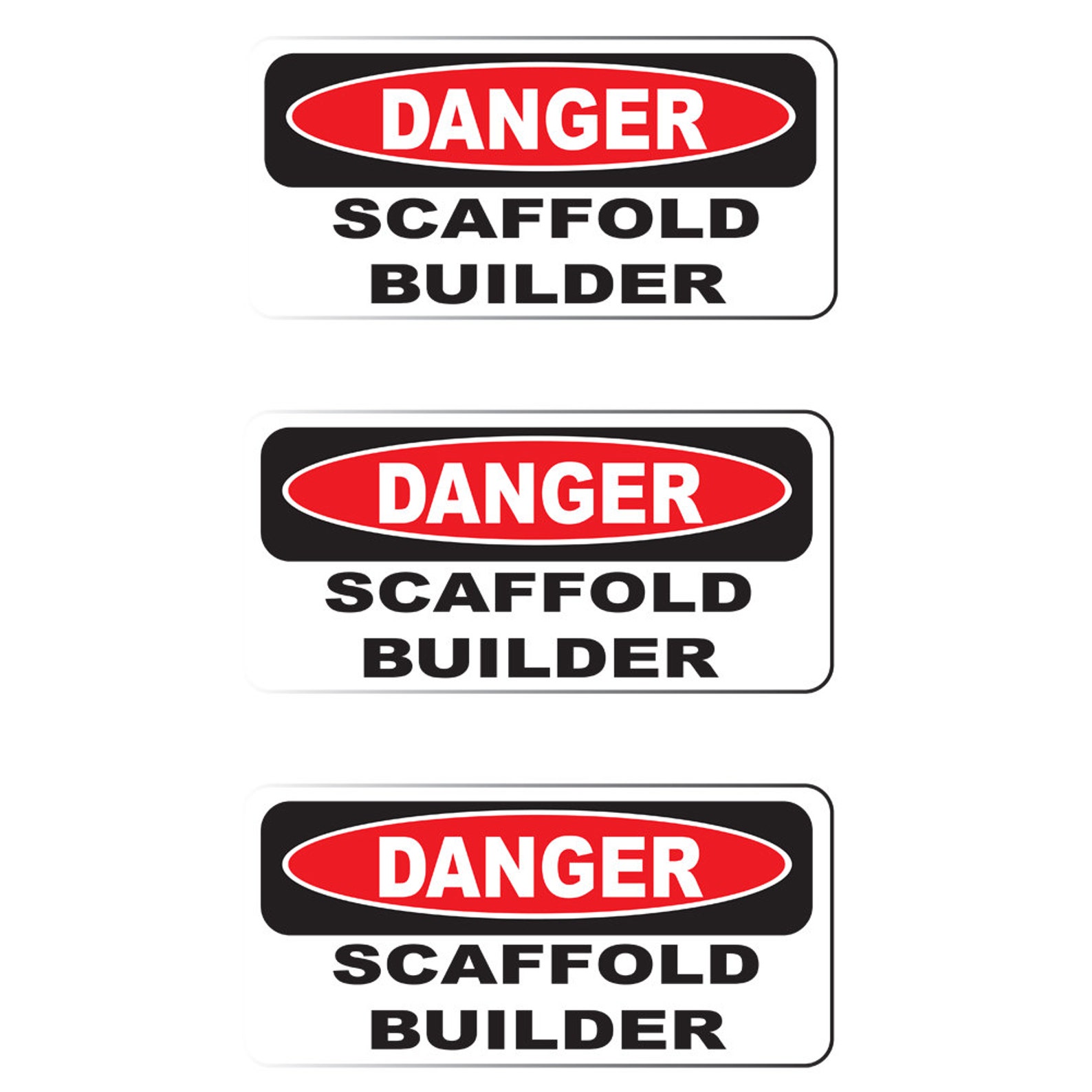 Danger Scaffold Builder (3pack) 2" X 1" White/black/red Full Color ...