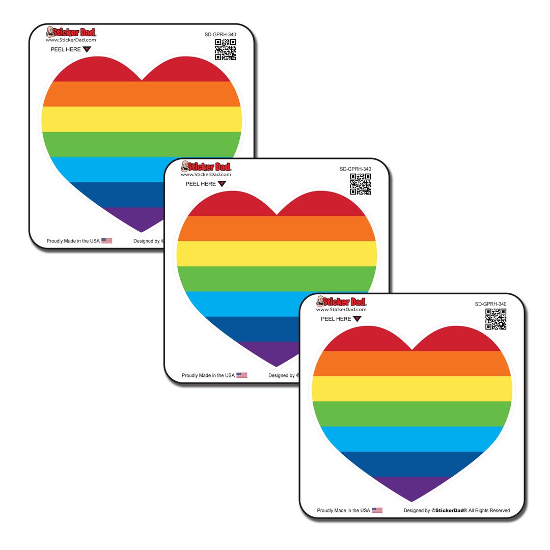 Gay Pride Rainbow Heart Gprh 340 3 Pack Size 2 Etsy