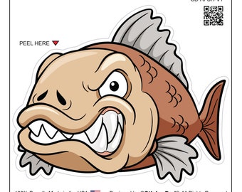 Angry Fish Decal - Etsy