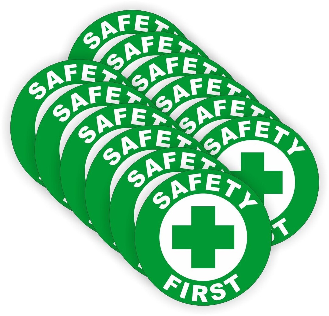 Safety First (12 Pack) 2" Round Green/white Full Color Printed Vinyl ...
