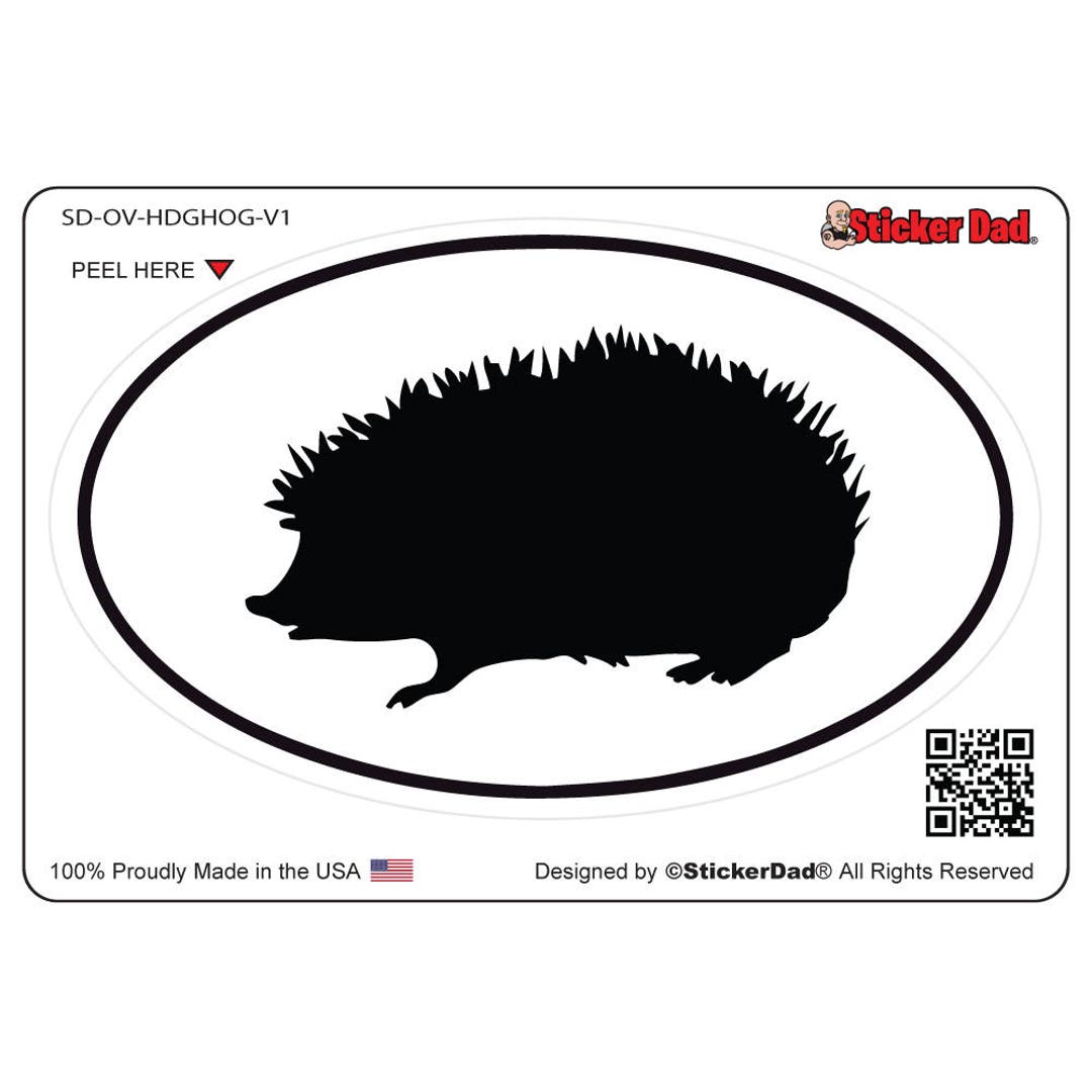 Oval Hedgehog V1 - Size: 4" - Full Color Printed Vinyl Decal Window ...