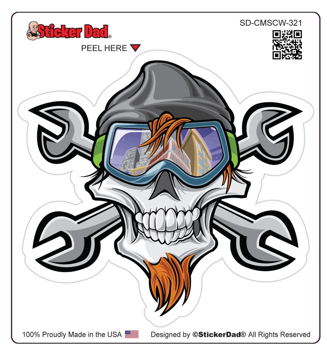 COOL MECHANIC Skull & Cross WRENCHES 321 (2 Pack) Size: 5" - Full Color ...