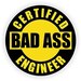 Certifed Badass Engineer 4 Pack 2 Round Black/yellow Full Color Printed ...