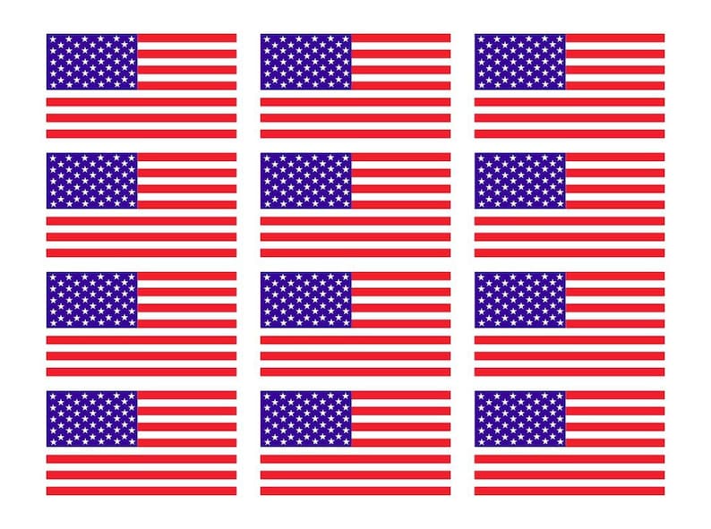 American Flag USA MINIS (12 Pack) 1" X 1/2" Full Color Printed Vinyl ...