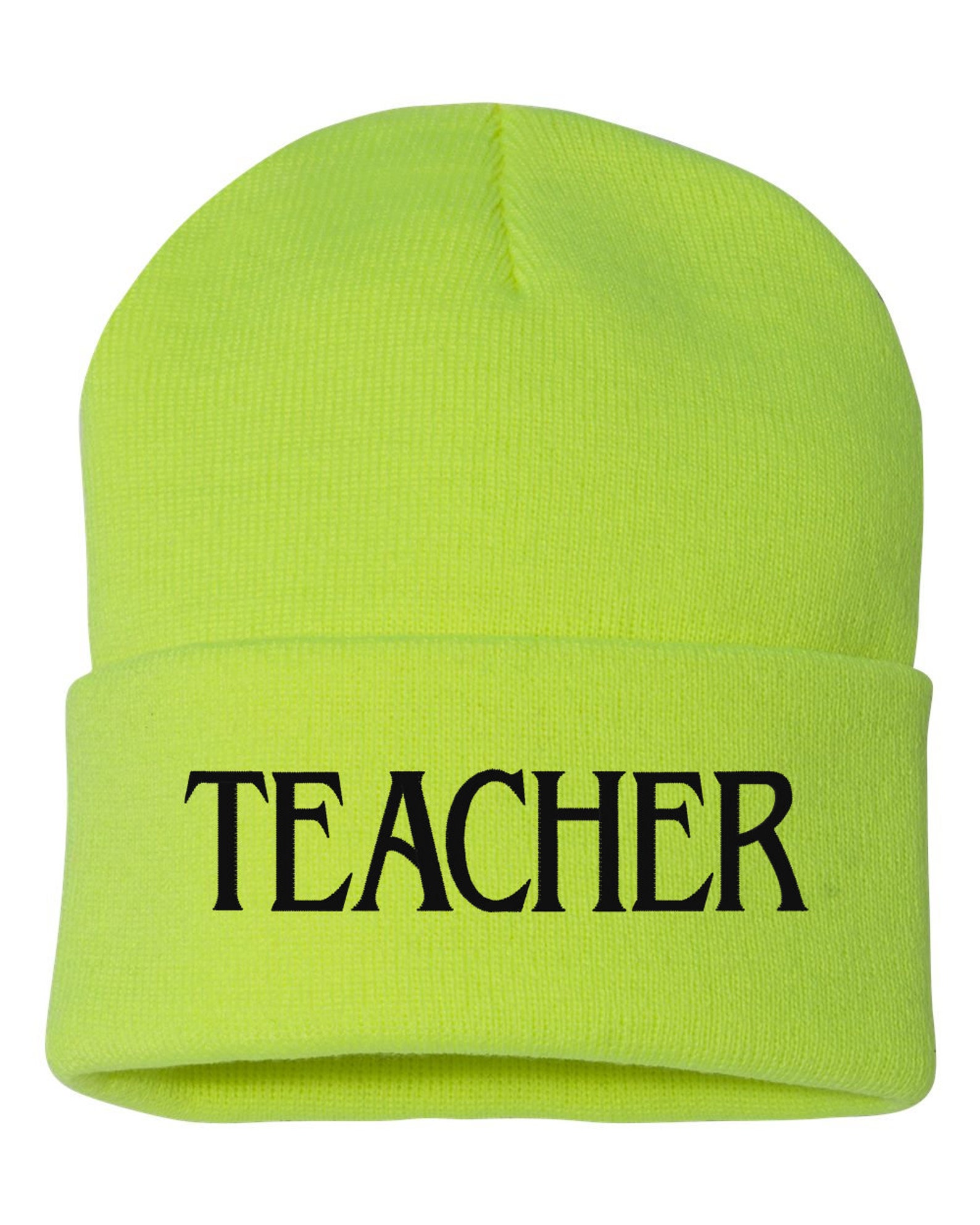 TEACHER Embroidered Cuffed Beanie Hat Embroidered Gift - Etsy