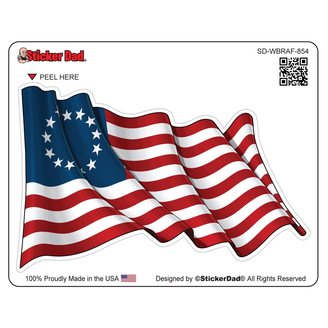 Waving Betsy Ross American Flag 854 - Size: 5" - Full Color Printed ...