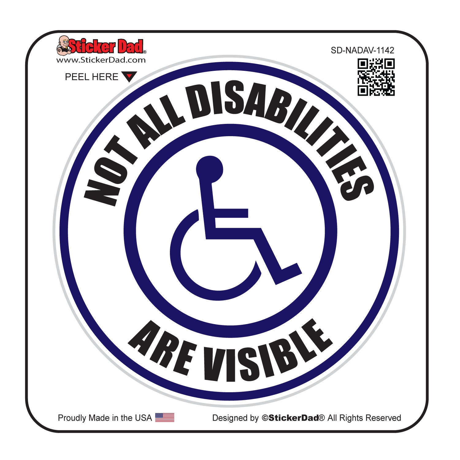 NOT All Disabilities Are Visible 1142 (2 Pack) 5" Round W/B Full Color ...