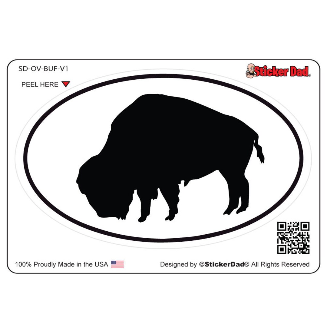Oval Buffalo V1 - Size: 4" - Full Color Printed Vinyl Decal Window ...