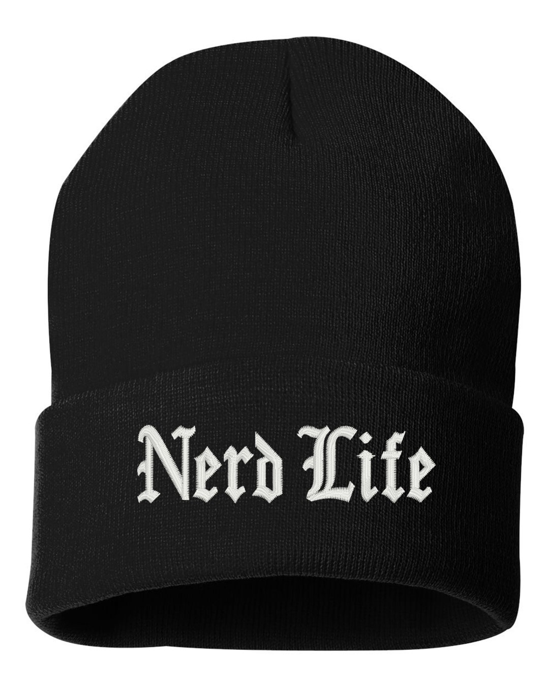 Nerd Life Cuffed Embroidered Beanie Hat, Embroidered Gift, Dad, Man ...