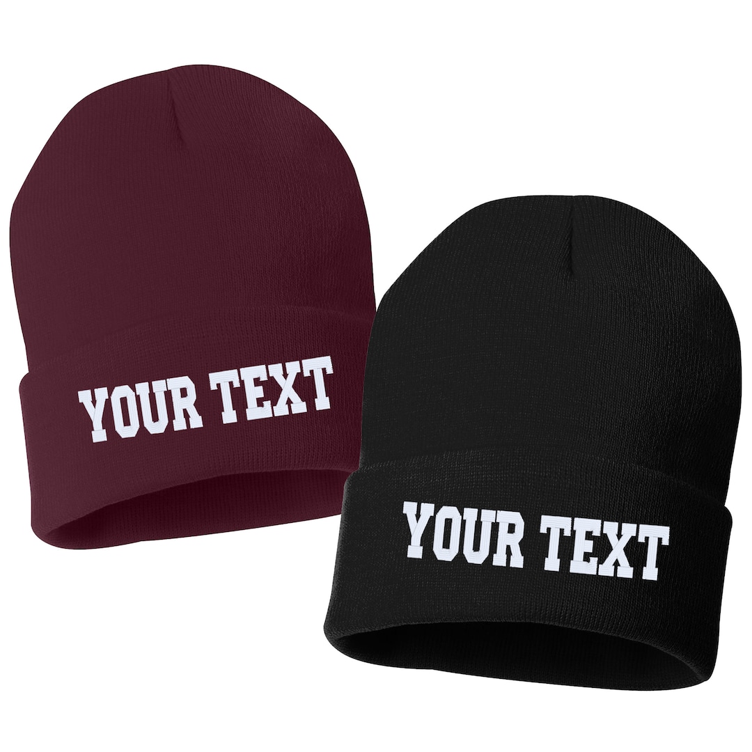 Custom Embroidered Cuffed Beanies, Embroidery Cap, Personalized Hat ...