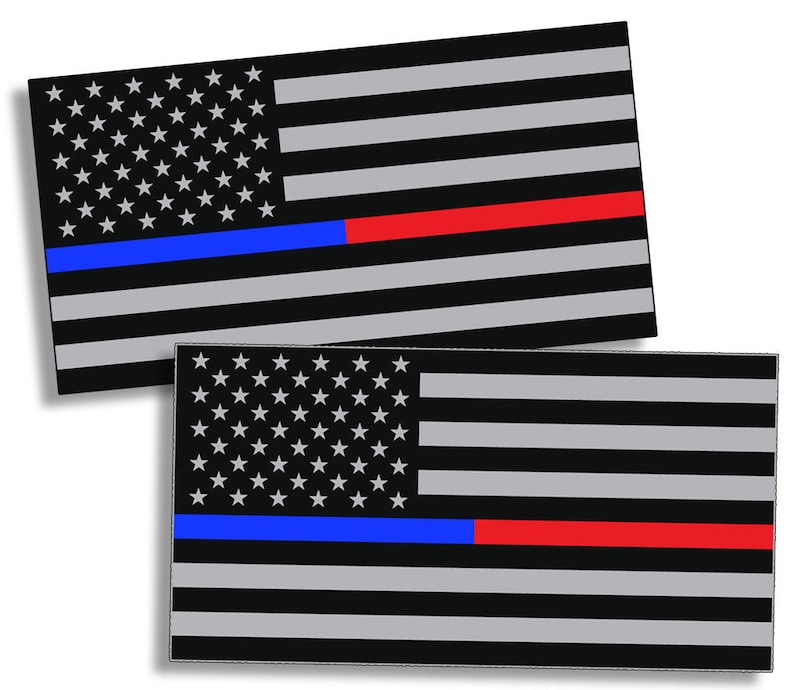 Police Fireman Rescue EMT USA Flag Blue Red Line 2 Pack | Etsy