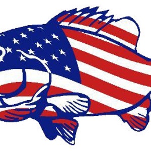 6 Pack - 4" USA American Flag Bass Fish Patriotic - Full Color Printed ...