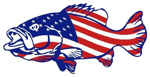 6 Pack - 4" USA American Flag Bass Fish Patriotic - Full Color Printed ...