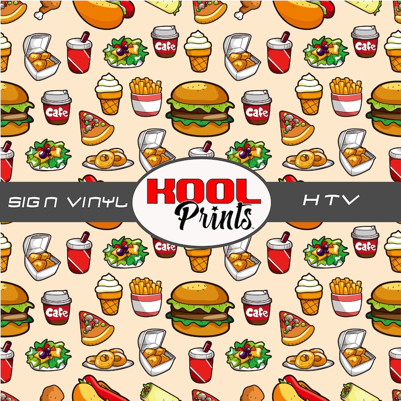 Kool Prints™ Fast Food 834 Pattern Printed Vinyl, Printed Patterned ...