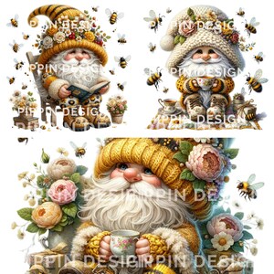 Watercolor Bee Gnome Clipart, 30 Bee Gnomes Clipart, Bee Gnome, Gnome ...