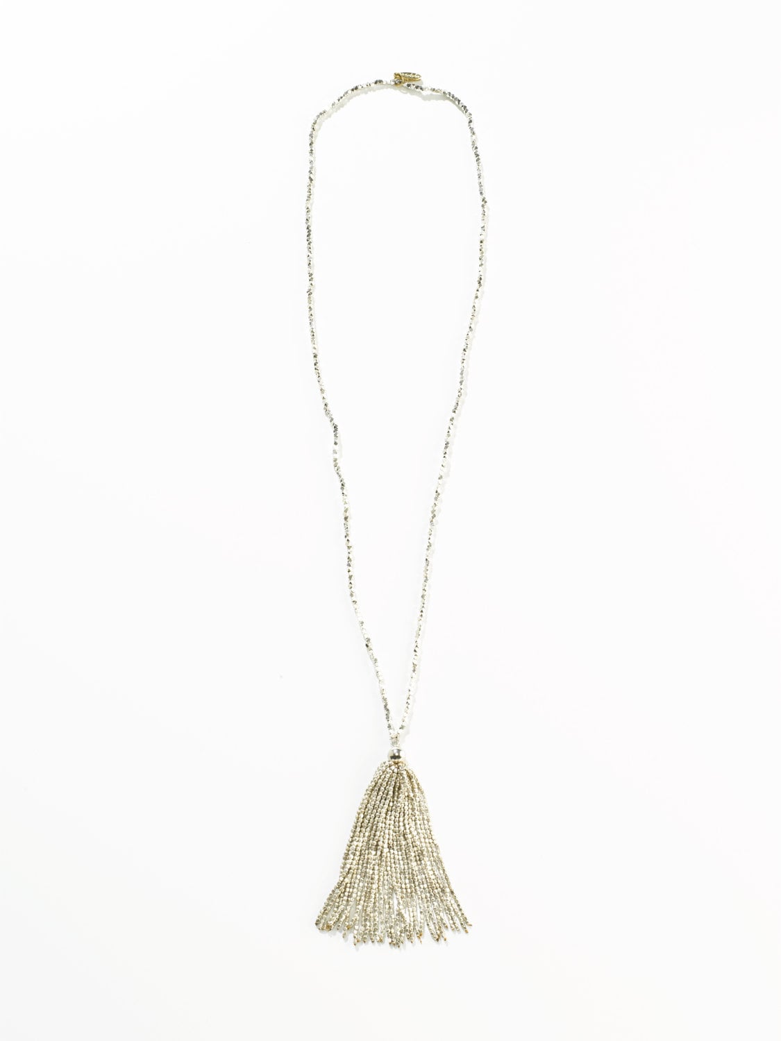 Long Silver Bead Necklace - Festival Long Necklace - Bead Tassel ...
