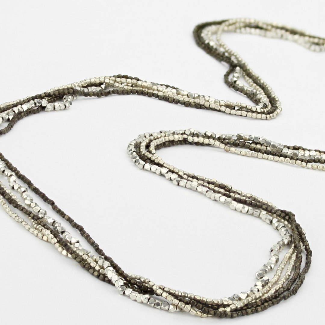 Boho Necklace Multi Long Delicate Necklace Long Multi Strand Bead ...