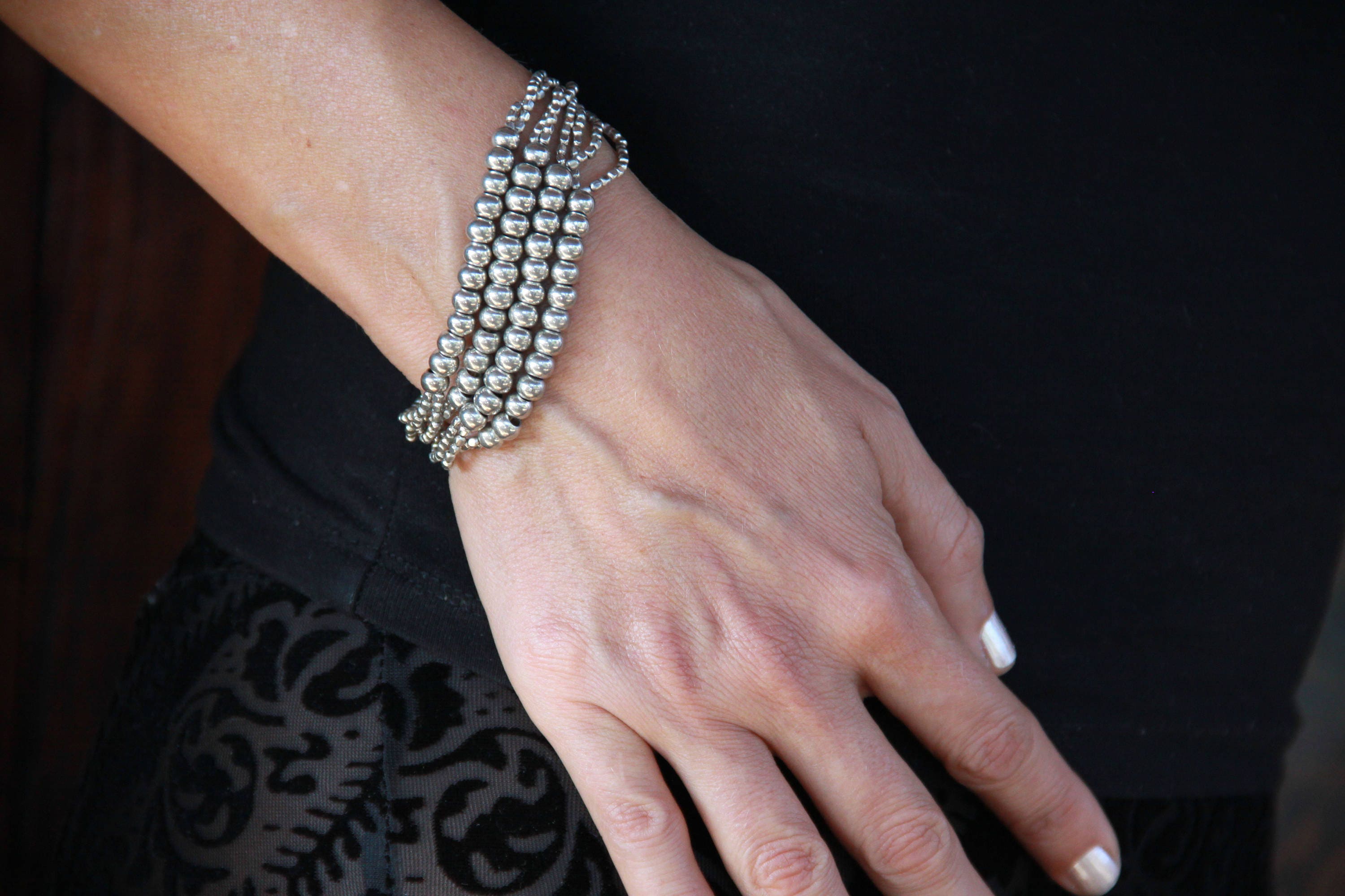 Layered Silver Bracelet Multi Strand Bracelet Woman Silver - Etsy