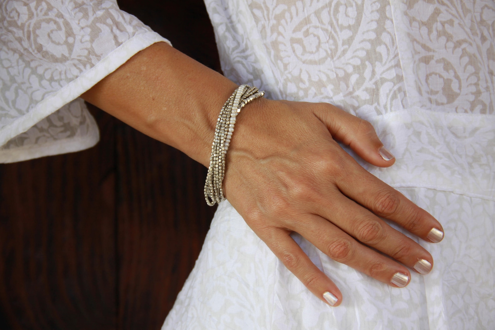 Stackable Bead Silver Bracelet Sweet Water Pearl Bracelet | Etsy