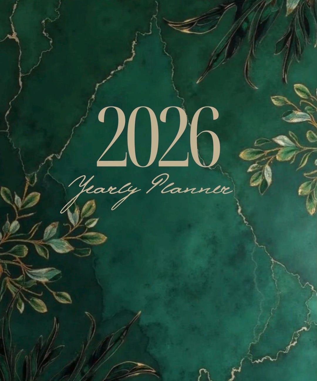 2026 Monthly Planner Emerald Green and Gold 30pages Editable** - Etsy
