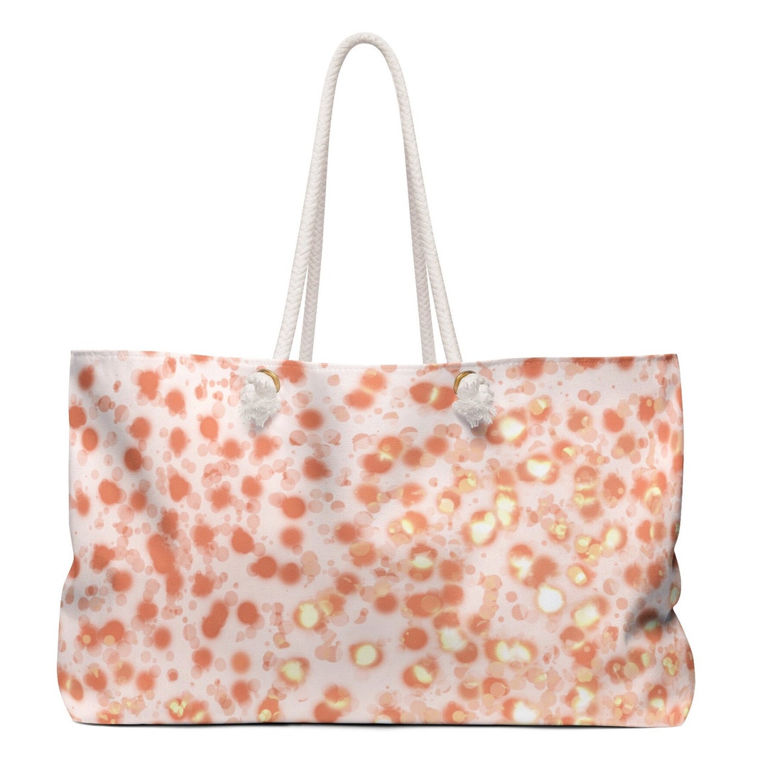 Orange Gram Stain Oversized Weekender Tote Bag Large Lined Beach Bag ...