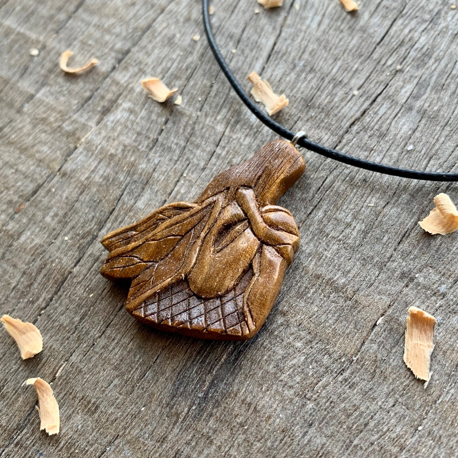 Fairy Wood Pendant Handmade Carved on Walnut Wood Fantasy - Etsy