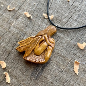 Fairy Wood Pendant Handmade Carved on Walnut Wood Fantasy Wood Fairy ...